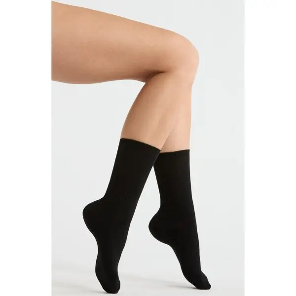 Nordstrom Everyday Rib Crew Socks - Black