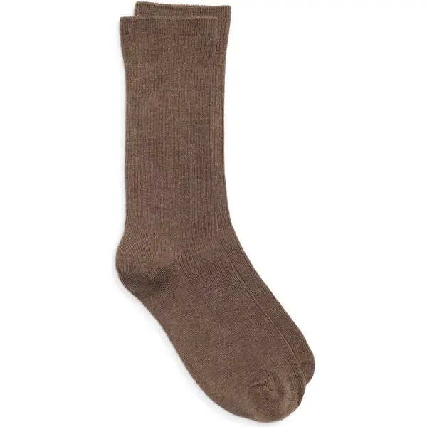 Nordstrom Everyday Rib Crew Socks - Brown Heather