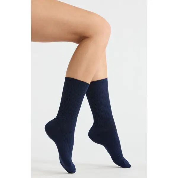 Nordstrom Everyday Rib Crew Socks - Navy Peacoat