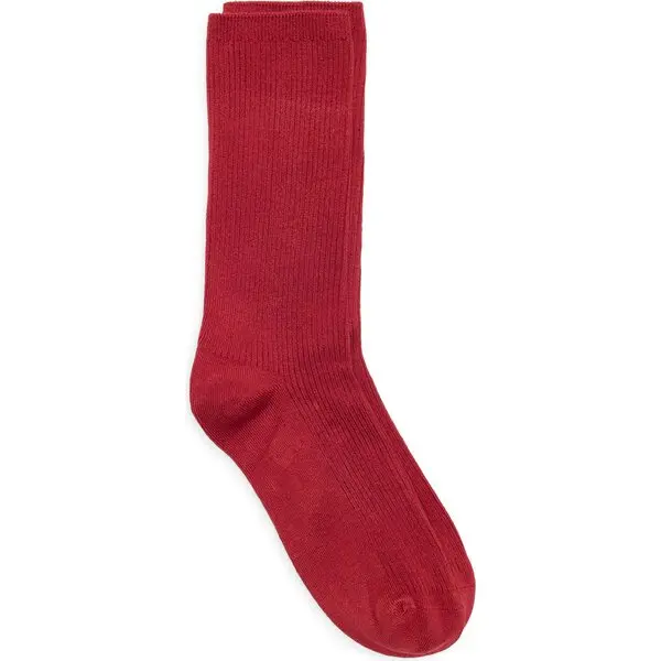 Nordstrom Everyday Rib Crew Socks - Red Garnet
