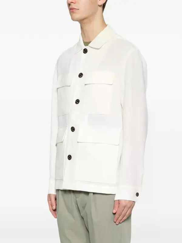 MONTECORE Buttoned Flap-pocket Overshirt - White