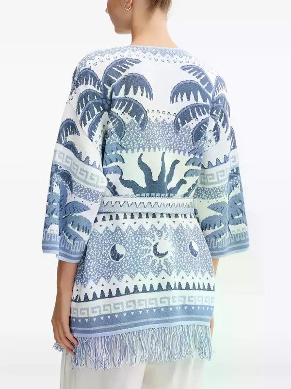 OUI Palm-print Cardigan With Fringe