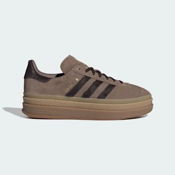 Adidas Gazelle Bold Sneakers - Earth Strata / Aurora Coffee / Gold Metallic
