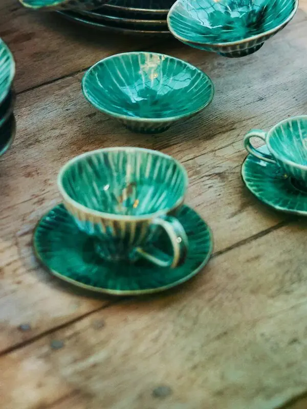 SERAX Verde Lanza Ribbed Espresso Cup & Saucer