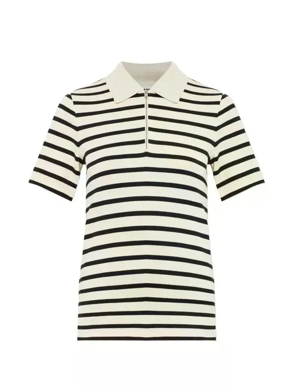 JIL SANDER Striped Zip-up Polo Top - Neutrals