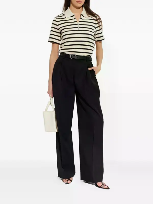 JIL SANDER Striped Zip-up Polo Top - Neutrals