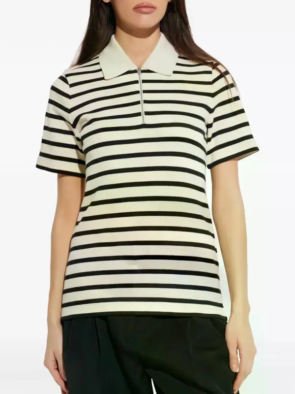 JIL SANDER Striped Zip-up Polo Top - Neutrals