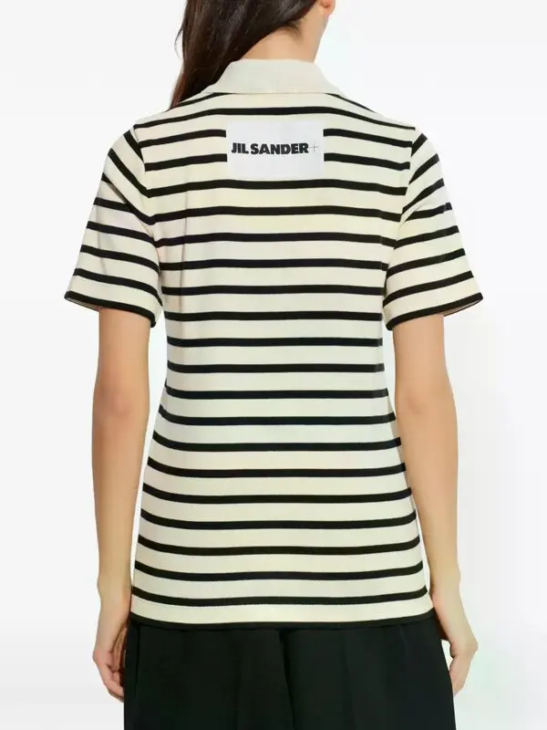 JIL SANDER Striped Zip-up Polo Top - Neutrals
