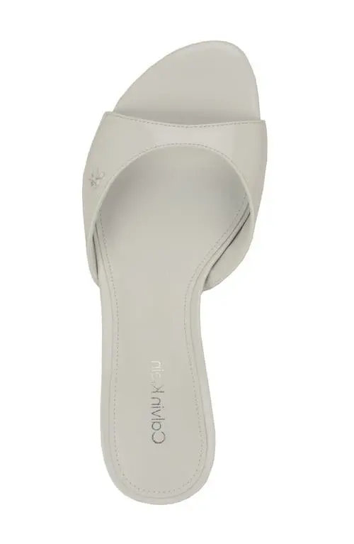 Calvin Klein Vixie Slide Sandal - White Patent