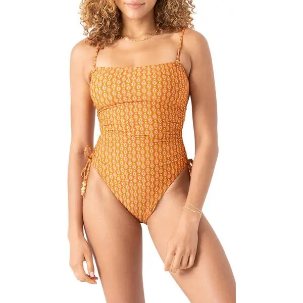 Roxy Ray Of Sunshine Bandeau One-piece Swimsuit - Rust Multi