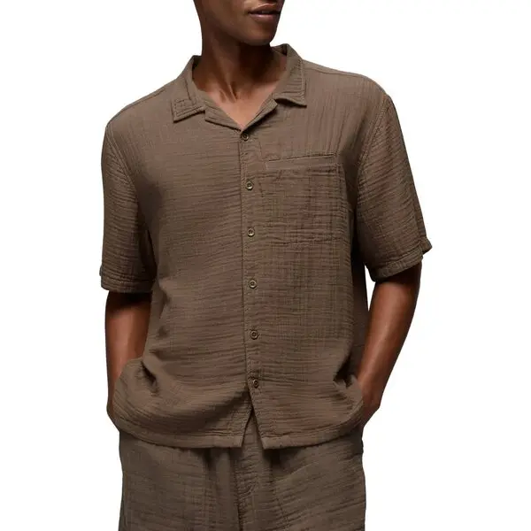 Prana Hideaways Organic Cotton Camp Shirt - Mud