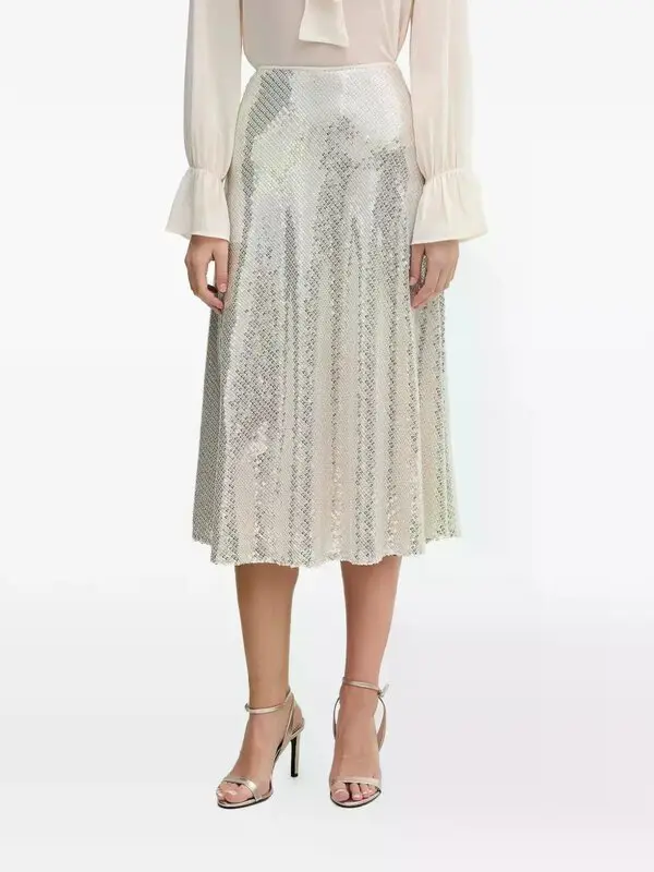 OUI Sequin-embellished A-line Midi Skirt