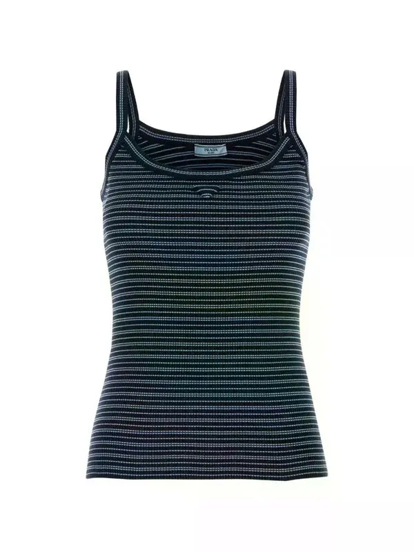 Prada Embroidered Cotton Tank Top