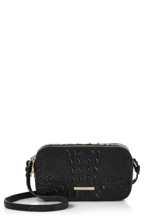 Brahmin Croc Embossed Leather Crossbody Bag - Black