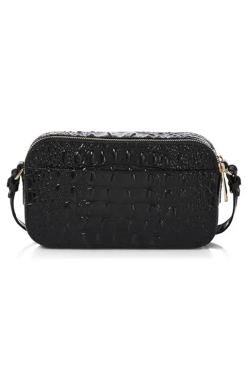 Brahmin Croc Embossed Leather Crossbody Bag - Black