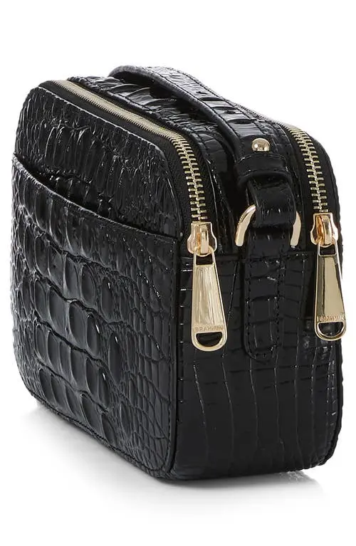 Brahmin Croc Embossed Leather Crossbody Bag - Black