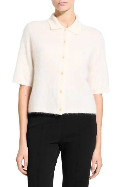Theory Brushed Cashmere Short Sleeve Cardigan