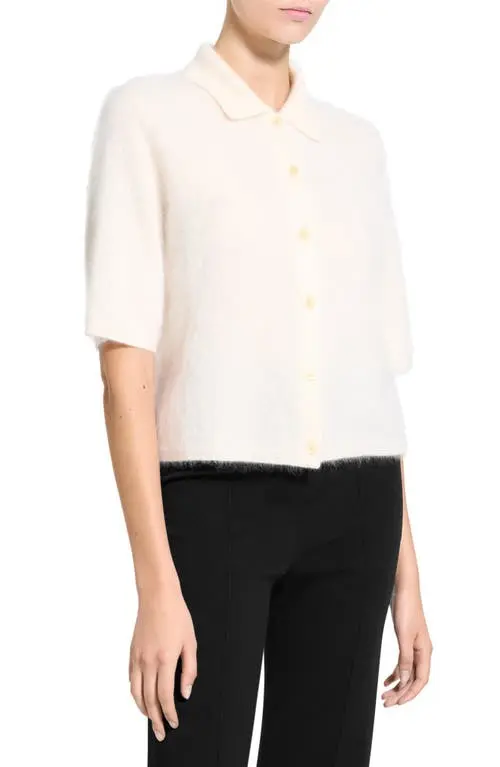 Theory Brushed Cashmere Short Sleeve Cardigan