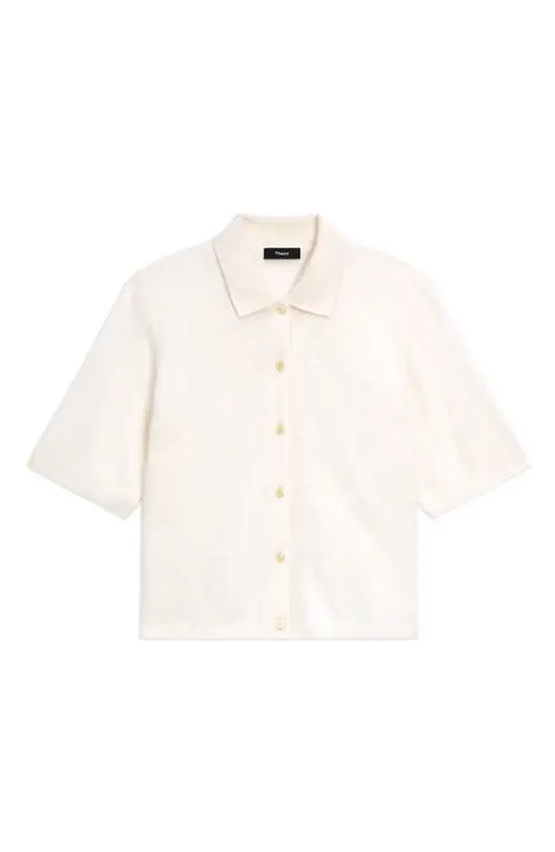 Theory Brushed Cashmere Short Sleeve Cardigan