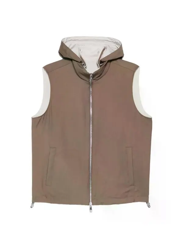 MONTECORE Hooded Zip Gilet - Brown