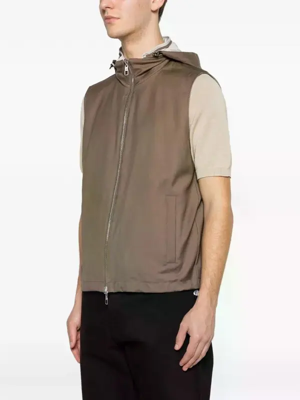 MONTECORE Hooded Zip Gilet - Brown