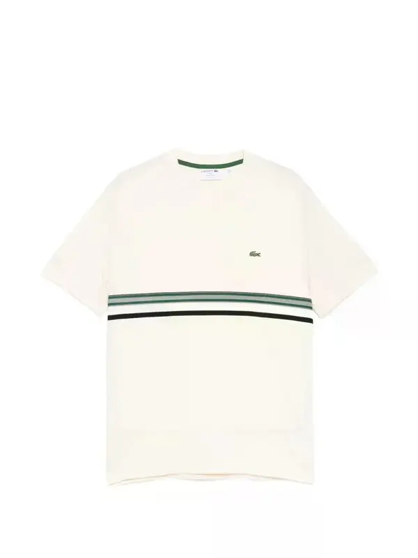Lacoste Logo-patched Striped T-shirt - Neutrals