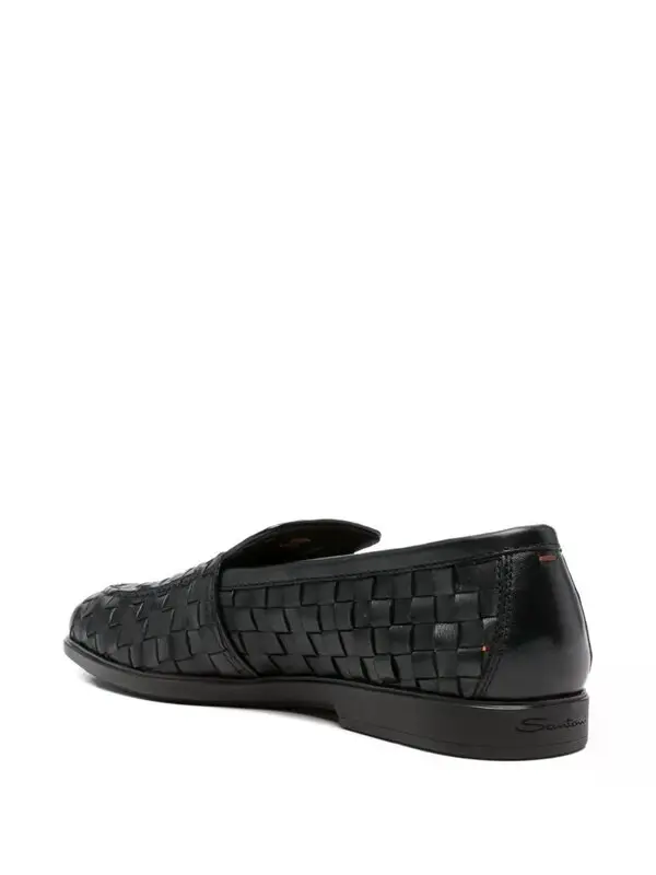 Santoni Woven Loafers - Black