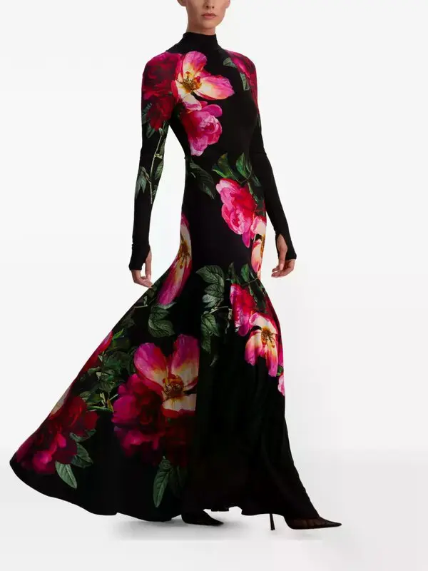 Alice + Olivia Augusta Floral Maxi Dress - Black