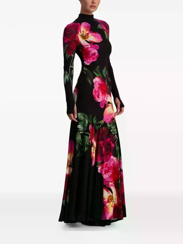 Alice + Olivia Augusta Floral Maxi Dress - Black