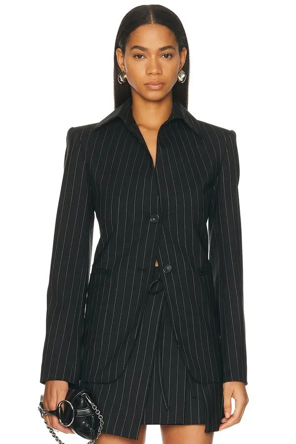 Sportmax Rive Pinstripe Blazer - Black