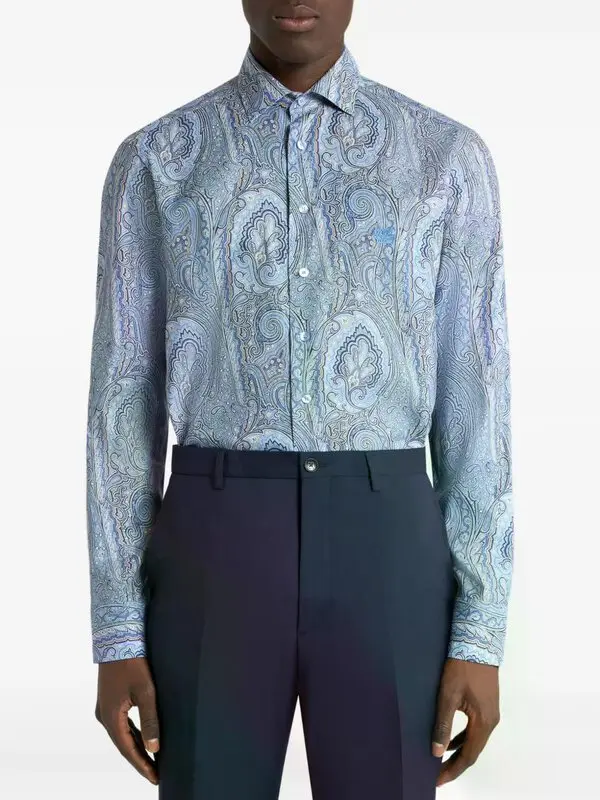 Etro Floral Paisley Cotton Shirt - Blue