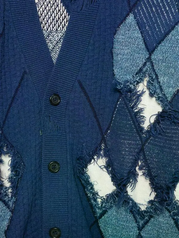LANEUS Argyle Cardigan - Blue