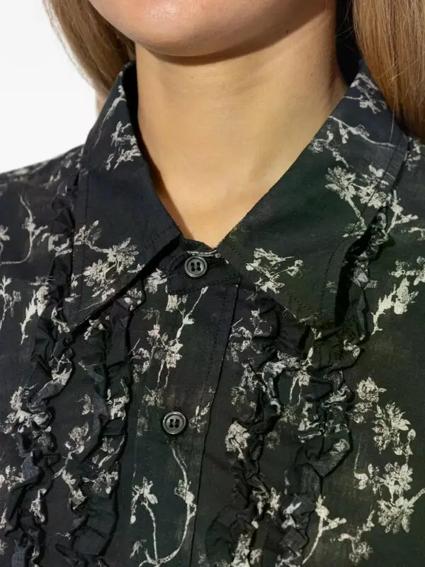 R13 Ruffled Floral-print Shirt - Black