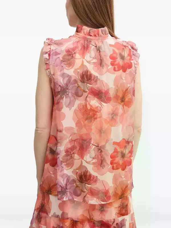 MARC AUREL Floral Ruffled Sleeveless Top