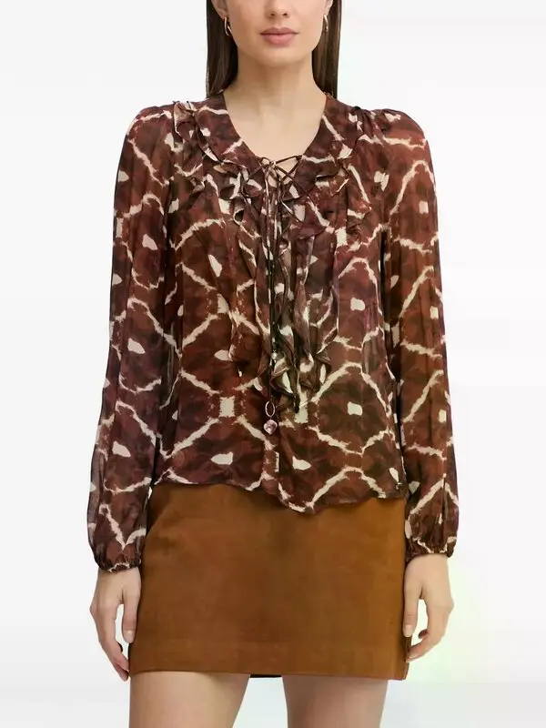 PEDRO DEL HIERRO Patterned Ruffled Trim Top