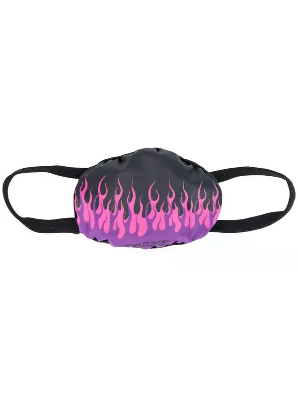 VISION OF SUPER Flame Print Face Mask - Black