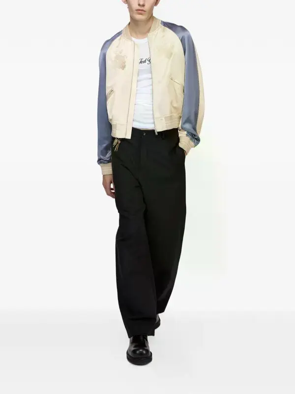 Acne Studios Logo-embroidered Bomber Jacket - Neutrals
