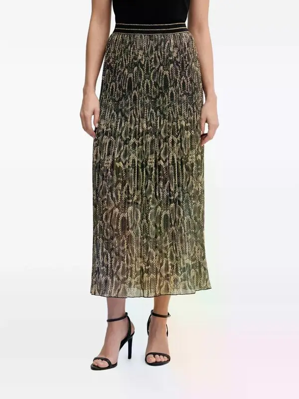 MARC AUREL Printed Pleated Midi Skirt