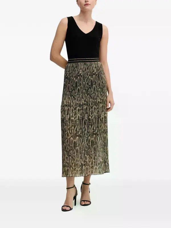 MARC AUREL Printed Pleated Midi Skirt