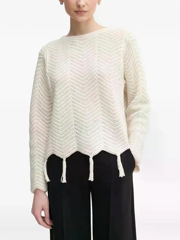 OUI Chevron Knit Tassel Top