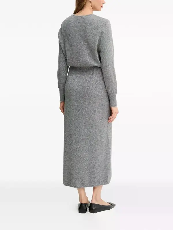 OUI Rib-knit Slit-detail Midi Dress - Grey