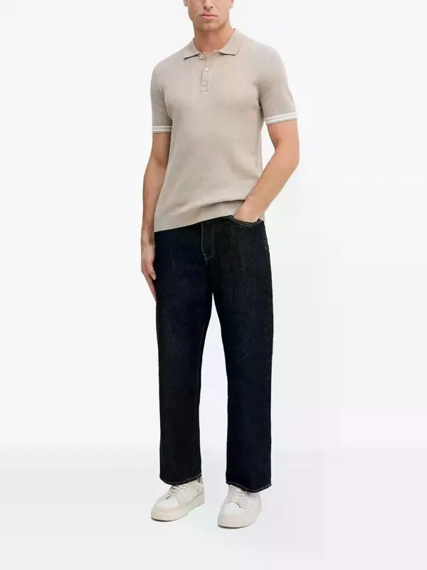 JOOP! Ribbed Short Sleeve Polo Shirt - Neutrals