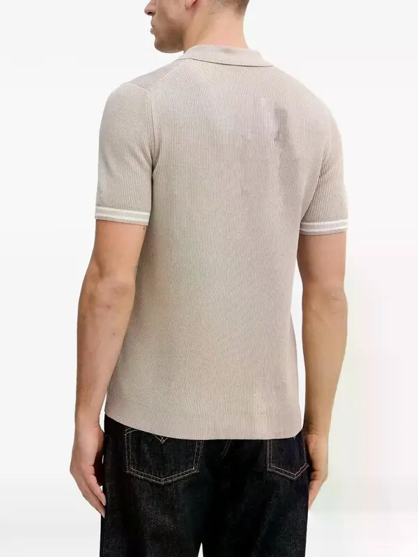 JOOP! Ribbed Short Sleeve Polo Shirt - Neutrals