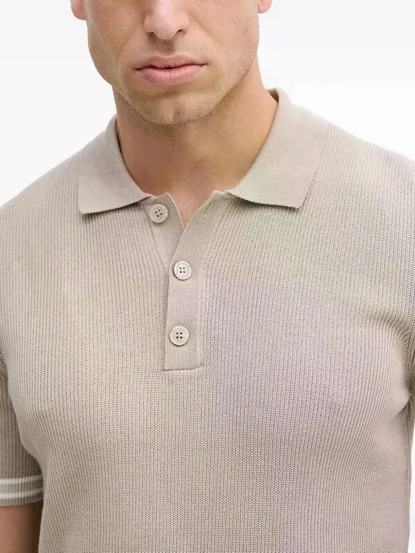 JOOP! Ribbed Short Sleeve Polo Shirt - Neutrals
