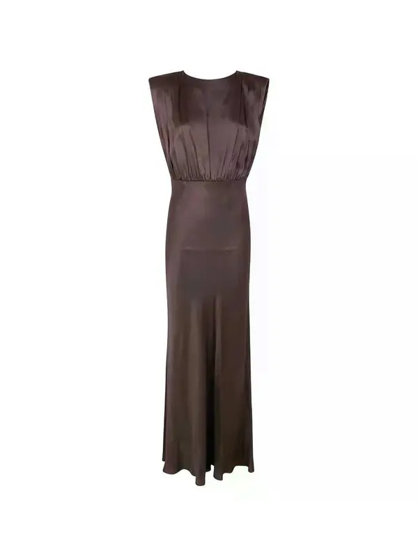 SEMICOUTURE Casilda Pleated Maxi Dress - Brown