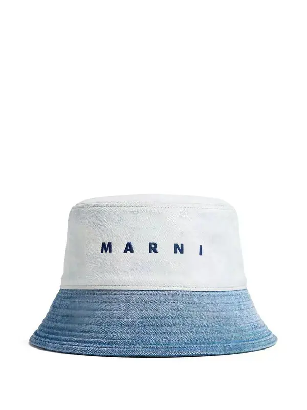 Marni Logo Denim Bucket Hat - Blue