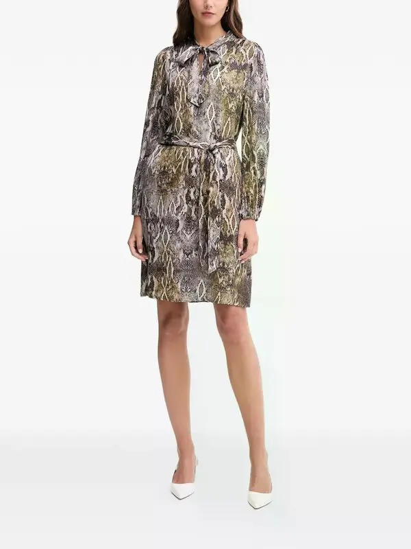 MARC AUREL Tie Neck Snake Print Dress