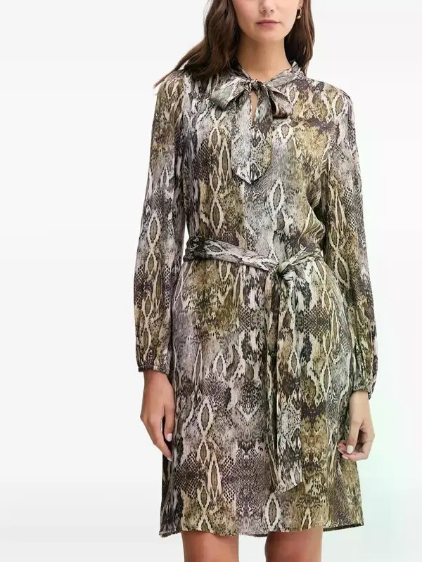 MARC AUREL Tie Neck Snake Print Dress