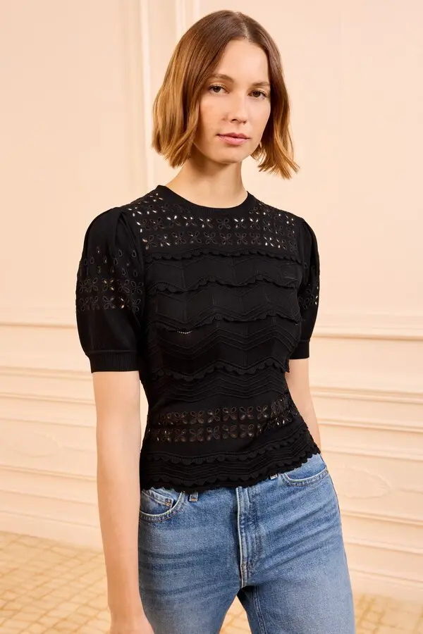 Ulla Johnson Marcelena Eyelet Knit Top