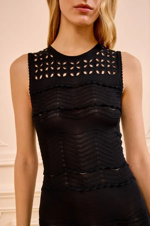 Ulla Johnson Lakshmi Eyelet Knit Maxi Dress - Noir